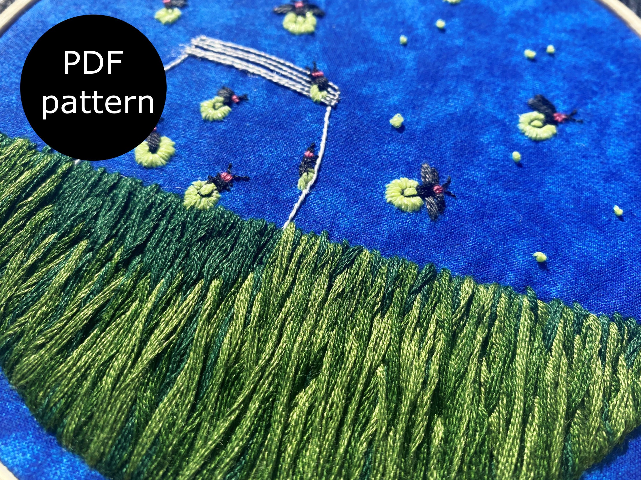 Lightning Bugs/fireflies Jar in Grass Glow in the Dark Design Digital ...