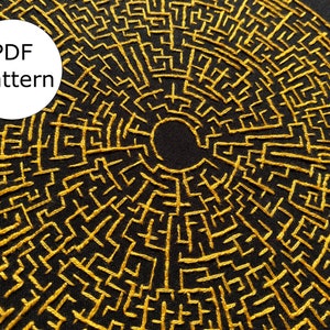 Labyrinth Maze Embroidery Pattern, Linework Puzzle, Digital PDF Pattern ...