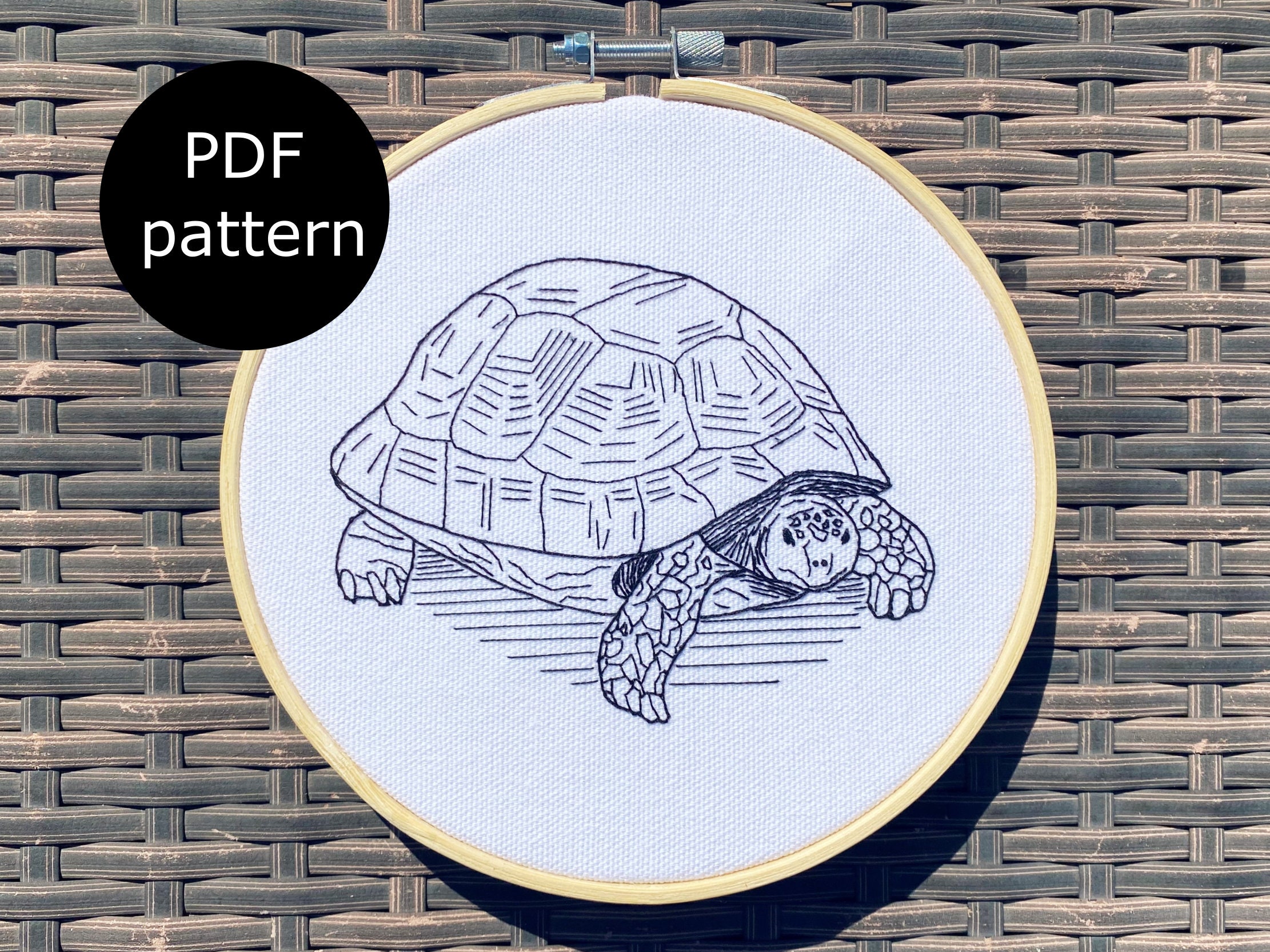 Turtle Sketch Embroidery Pattern | Tortoise Line Drawing | Digital PDF ...