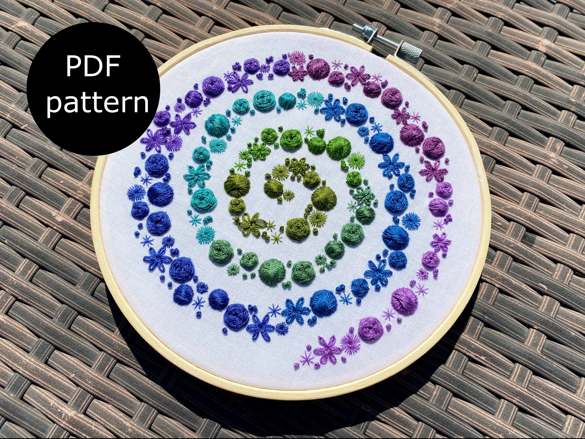 Textured Spiral With Color Gradient | Digital PDF Pattern for Hand ...