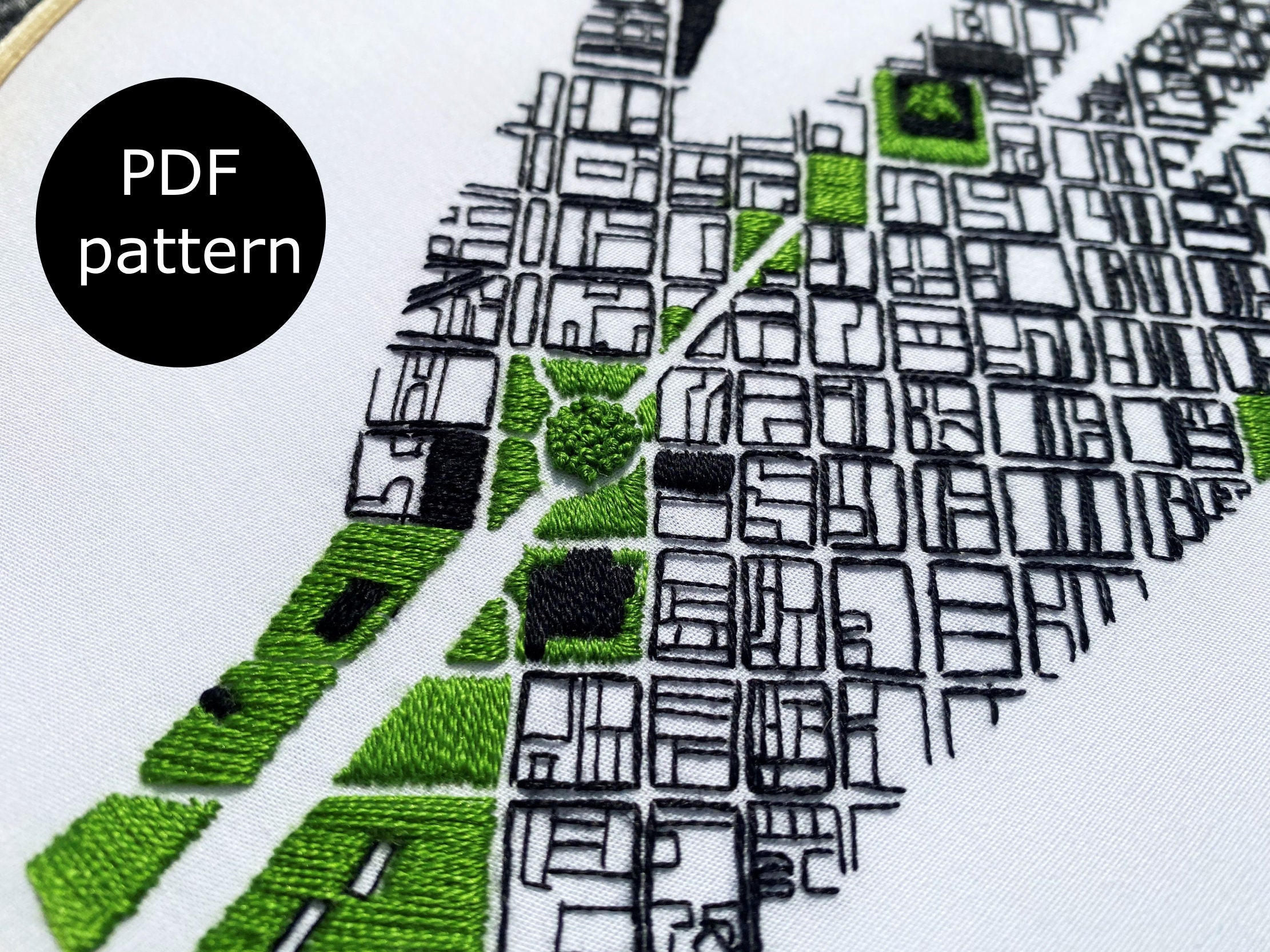 Handprint: City Map Embroidery Pattern Digital PDF Pattern - Etsy