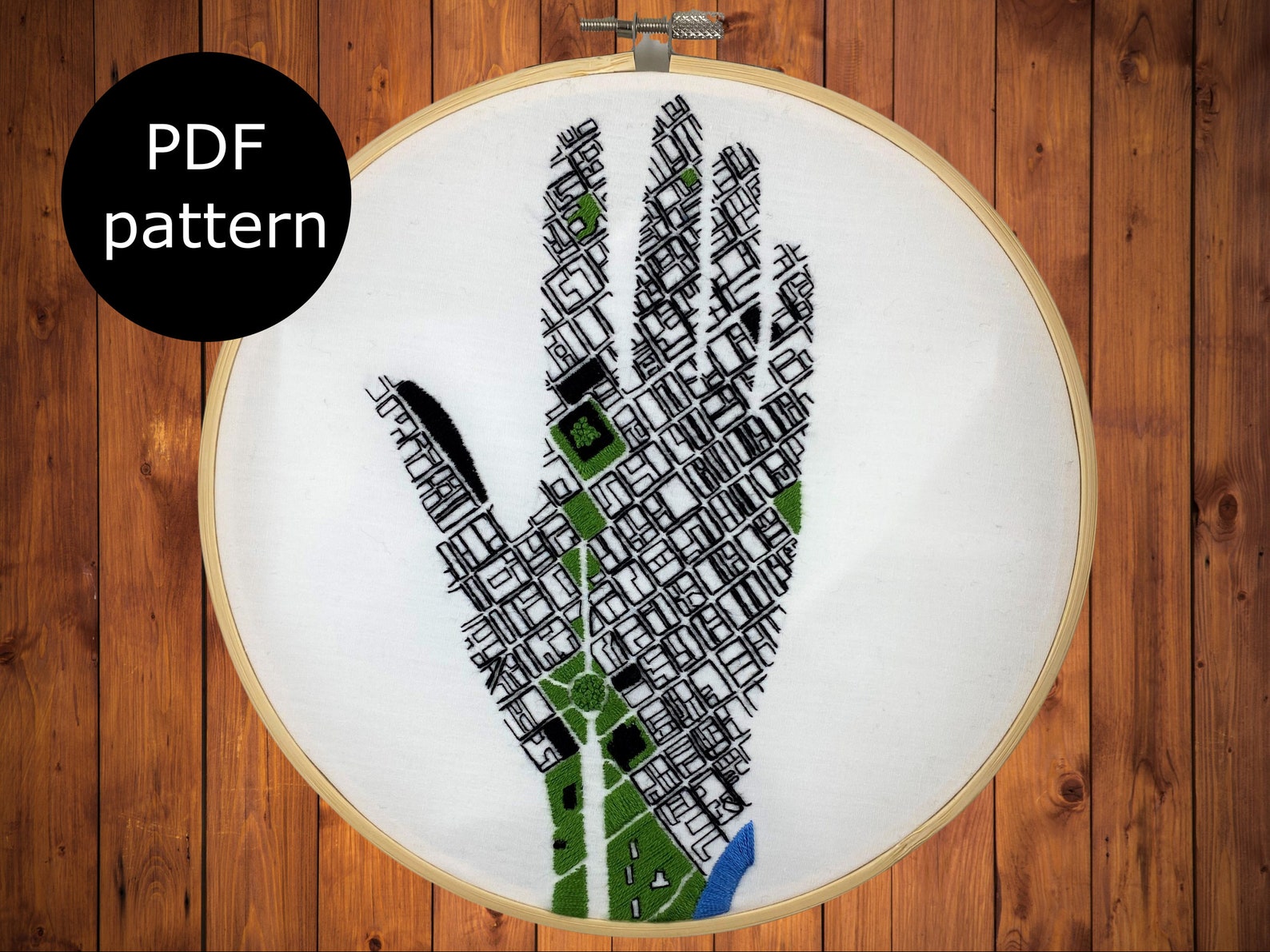 Handprint: City Map Embroidery Pattern Digital PDF Pattern | Etsy
