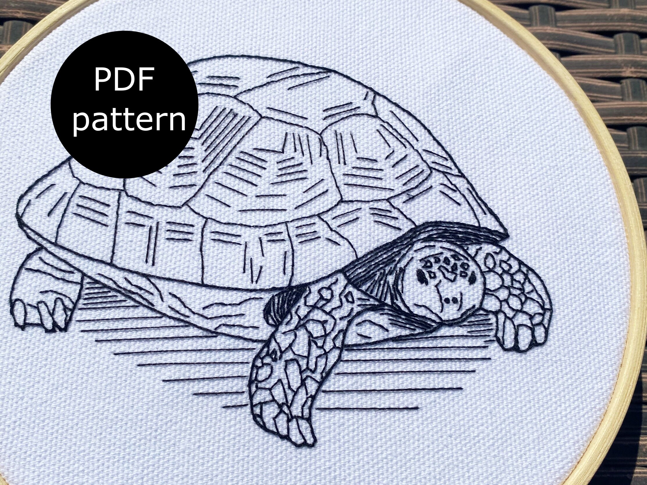 Turtle Sketch Embroidery Pattern | Tortoise Line Drawing | Digital PDF ...