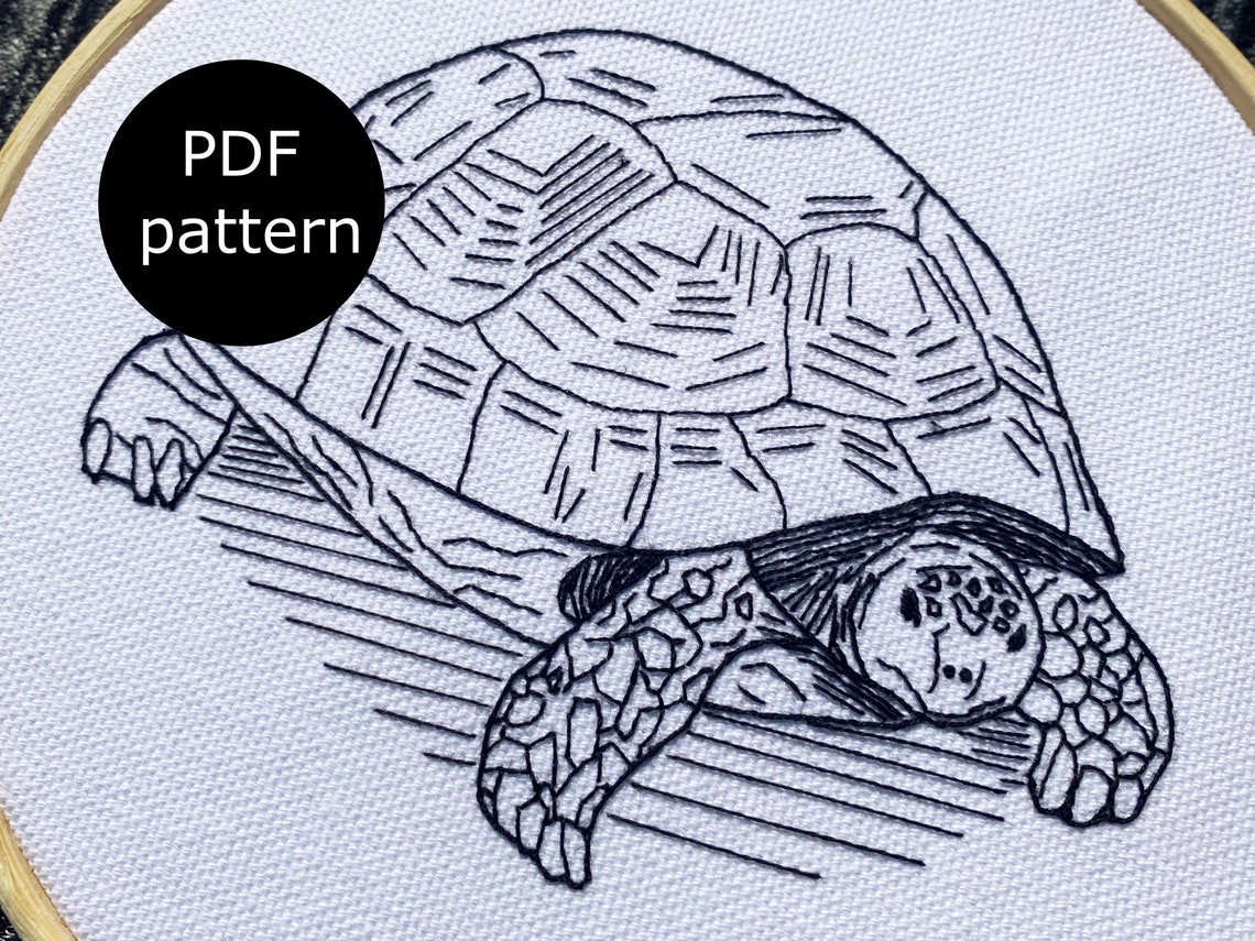 Turtle Sketch Embroidery Pattern Tortoise Line Drawing - Etsy