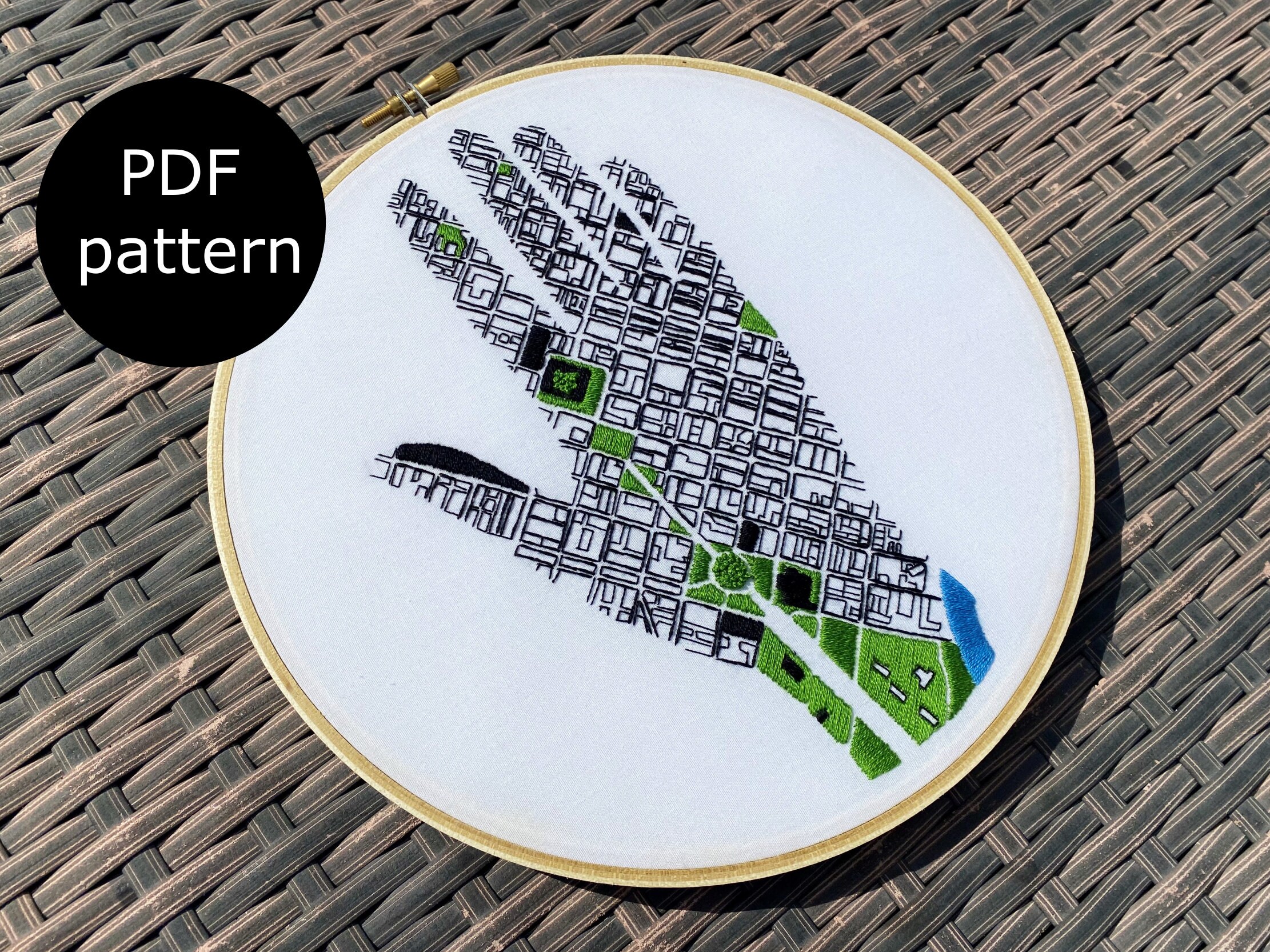 Handprint: City Map Embroidery Pattern Digital PDF Pattern - Etsy
