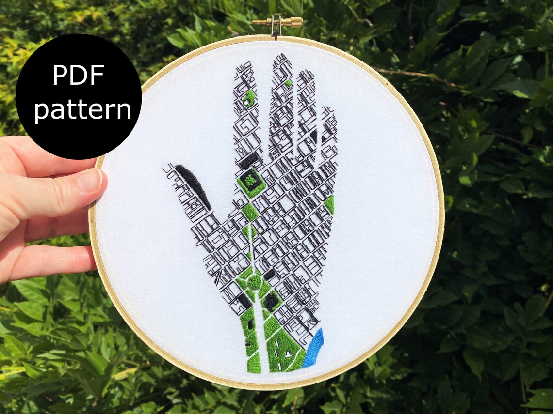 Handprint: City Map Embroidery Pattern Digital PDF Pattern - Etsy