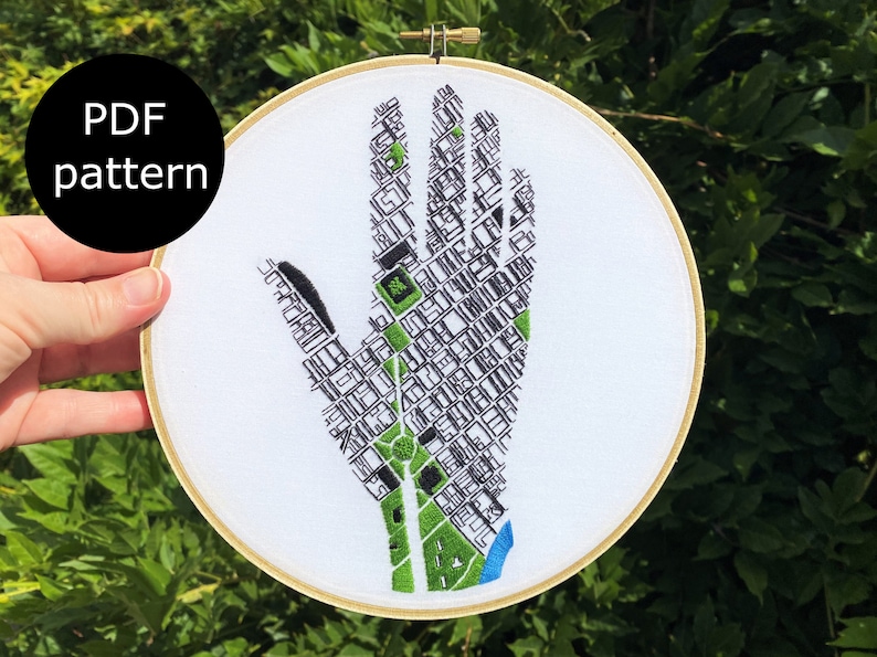 Handprint: City Map Embroidery Pattern, Digital PDF Pattern for Hand ...
