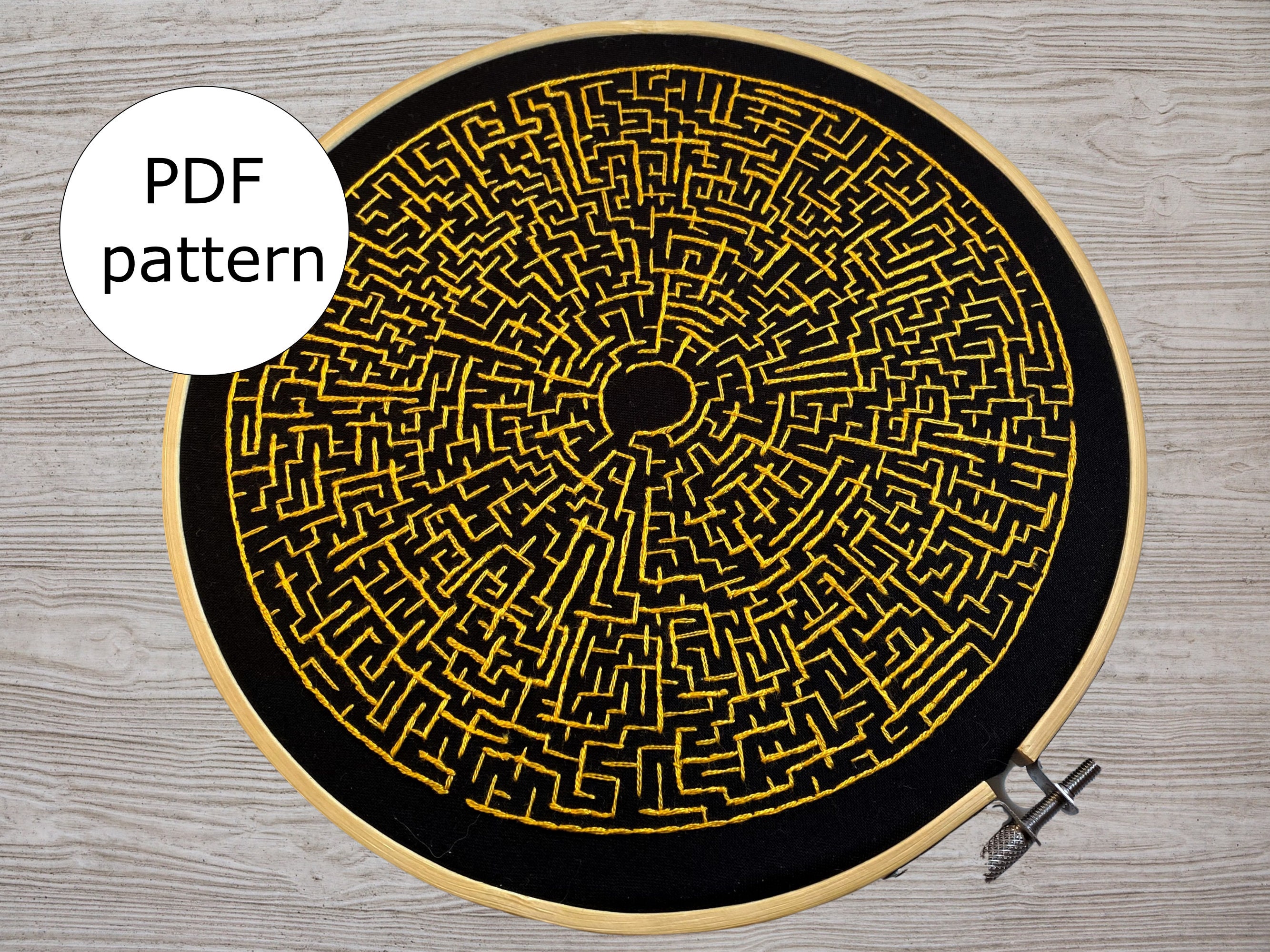 Labyrinth Maze Embroidery Pattern Digital PDF Pattern for - Etsy