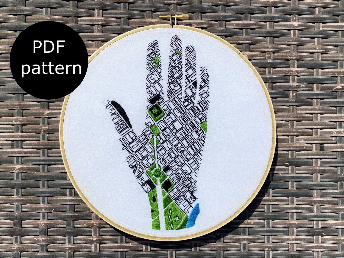 Handprint: City Map Embroidery Pattern Digital PDF Pattern - Etsy