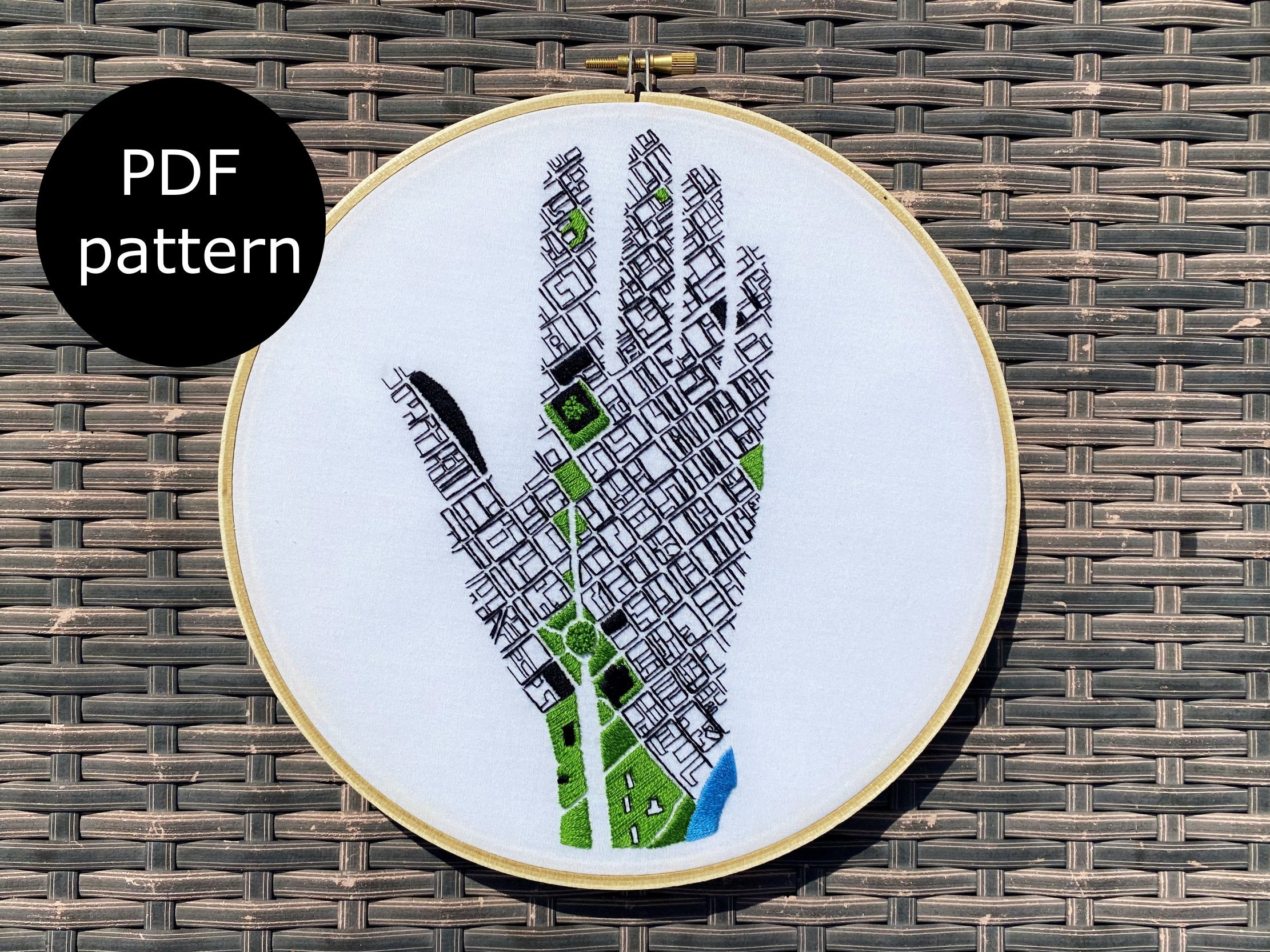 Handprint: City Map Embroidery Pattern Digital PDF Pattern - Etsy