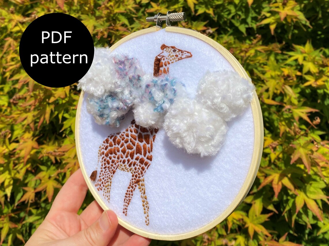 Giraffe With Head in the Clouds Digital PDF Pattern for Hand - Etsy