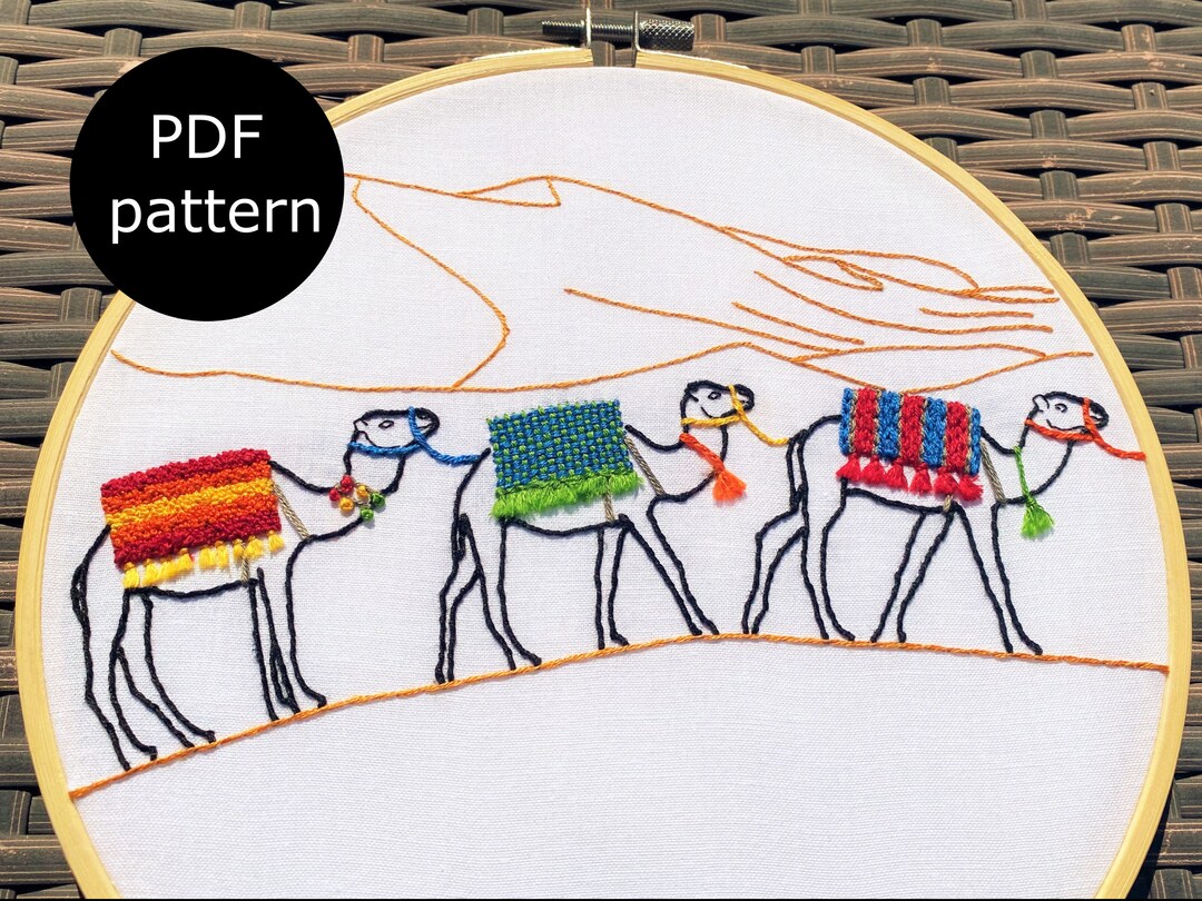 Camel Caravan, Desert Camels With Blankets, Digital PDF Pattern for ...
