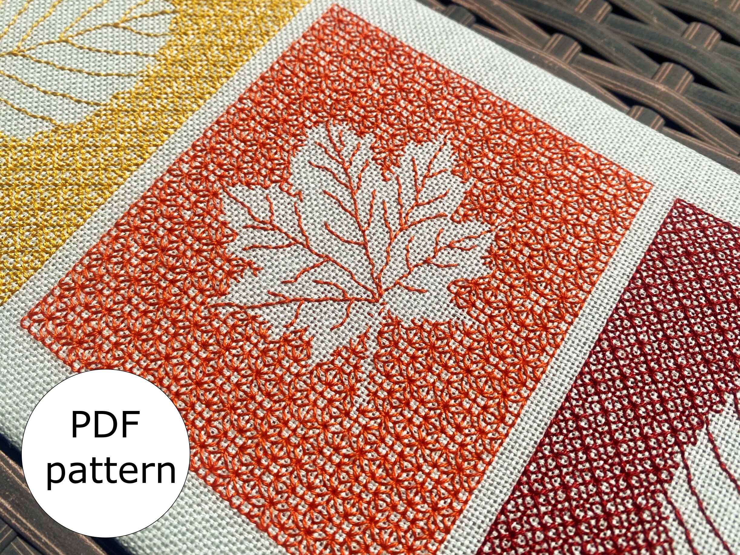 Fall Leaves Blackwork Embroidery Pattern Autumn Leaves - Etsy