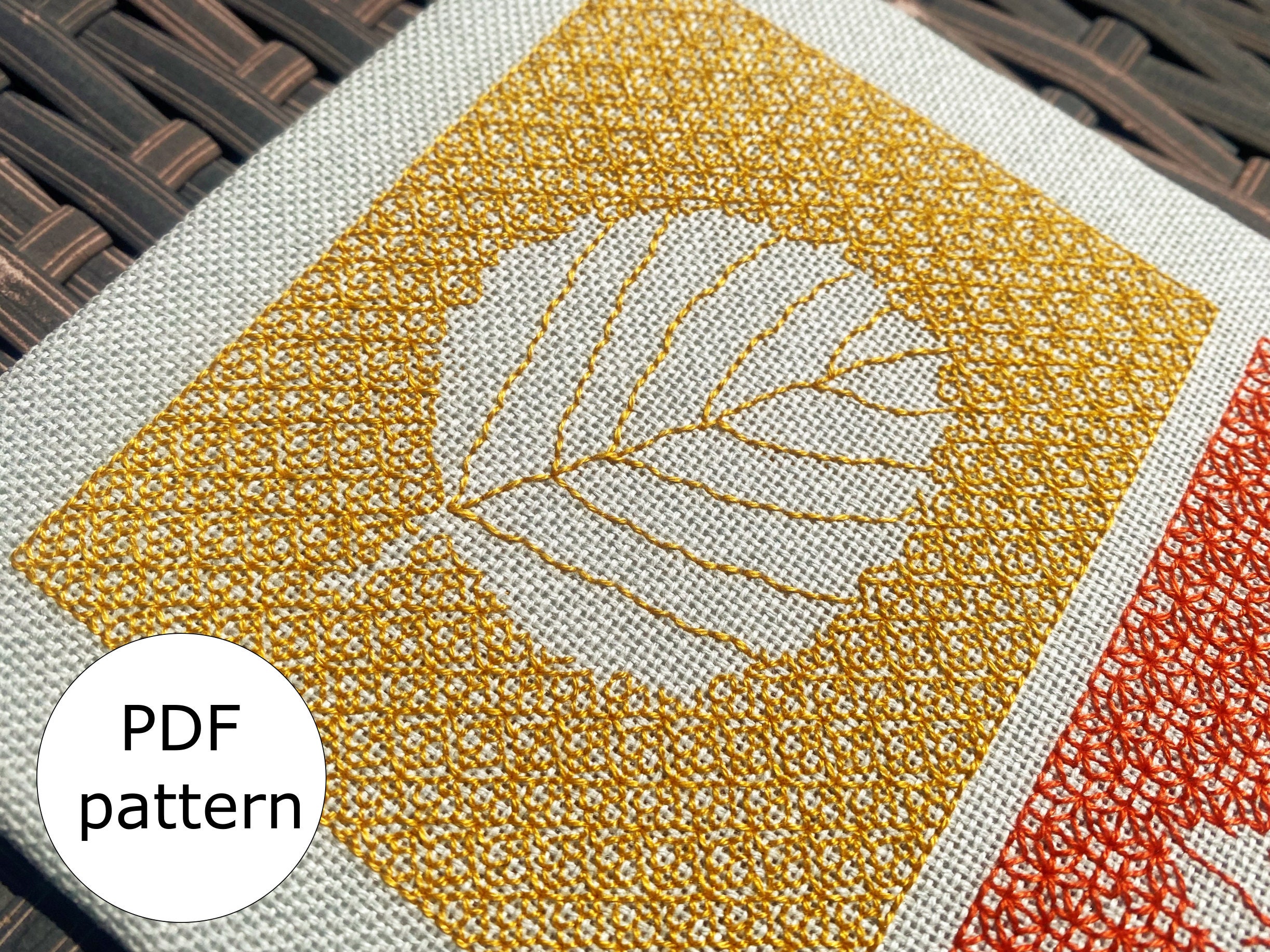 Fall Leaves Blackwork Embroidery Pattern Autumn Leaves - Etsy