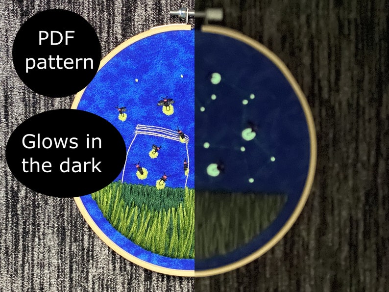 Lightning Bugs/fireflies Jar in Grass Glow in the Dark Design Digital ...