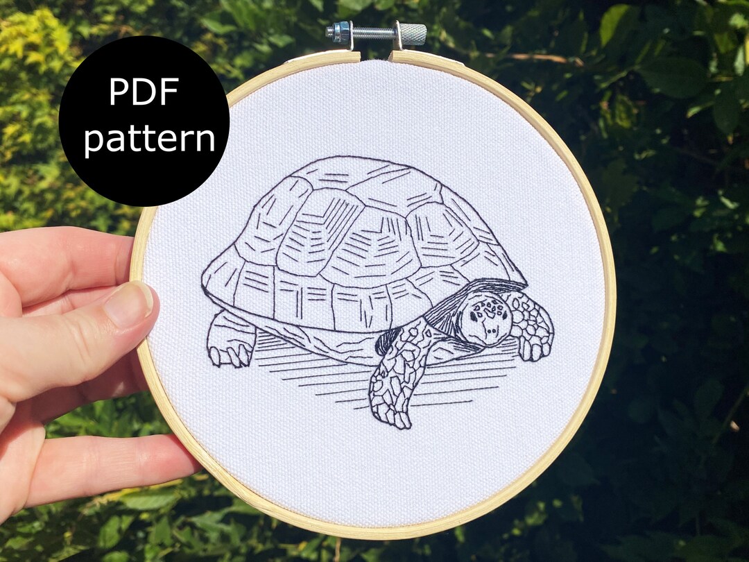 Turtle Sketch Embroidery Pattern | Tortoise Line Drawing | Digital PDF ...