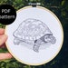 Turtle Sketch Embroidery Pattern | Tortoise Line Drawing | Digital PDF ...