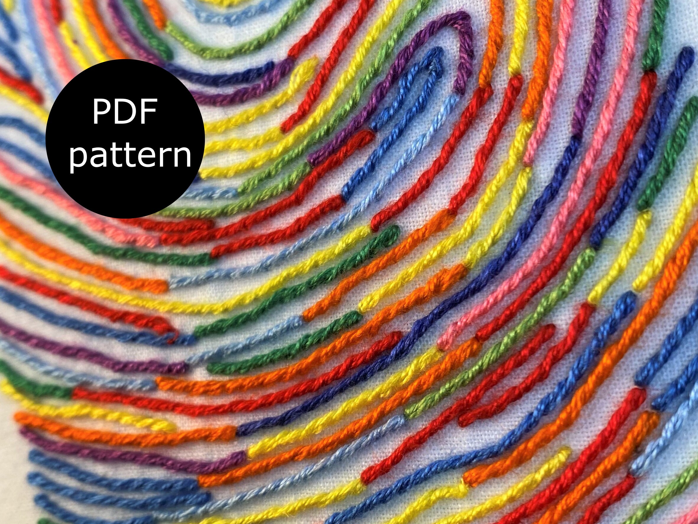 Colorful Fingerprint Embroidery Pattern Digital PDF Pattern - Etsy
