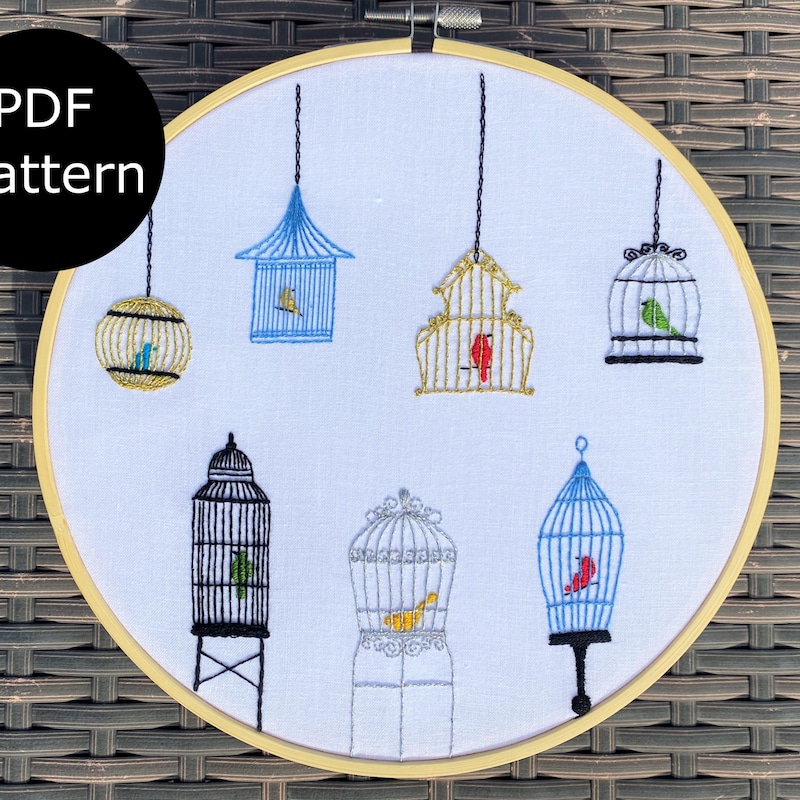 Birdcage Embroidery - Etsy