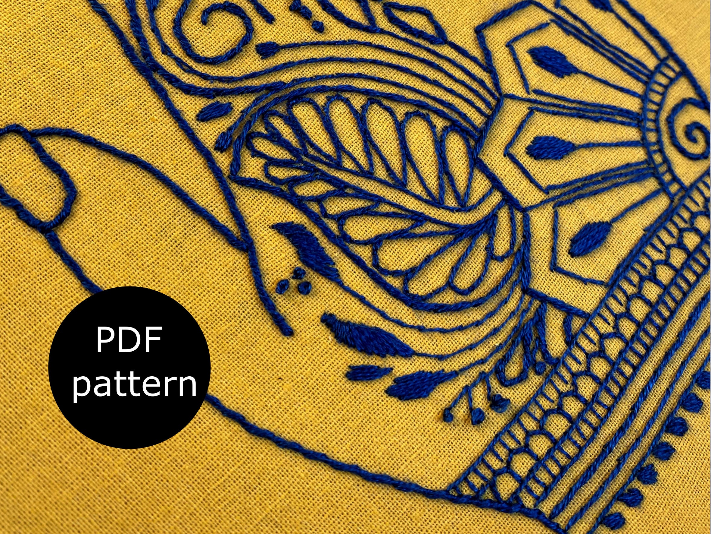 Henna Wave Design Embroidery Pattern Digital PDF Pattern for - Etsy