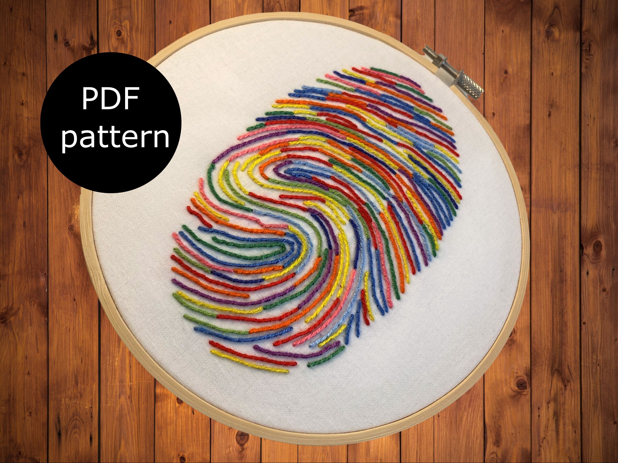 Colorful Fingerprint Embroidery Pattern Digital PDF Pattern - Etsy