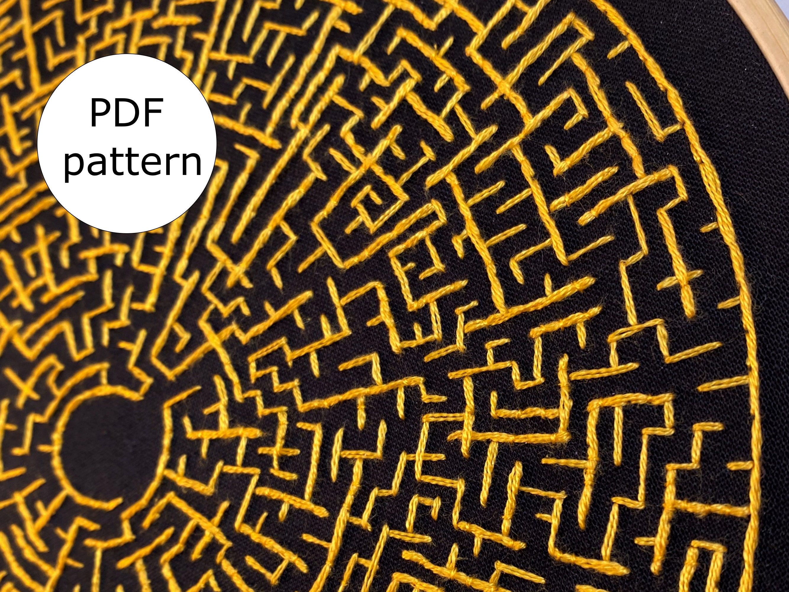 Labyrinth Maze Embroidery Pattern Digital PDF Pattern for - Etsy