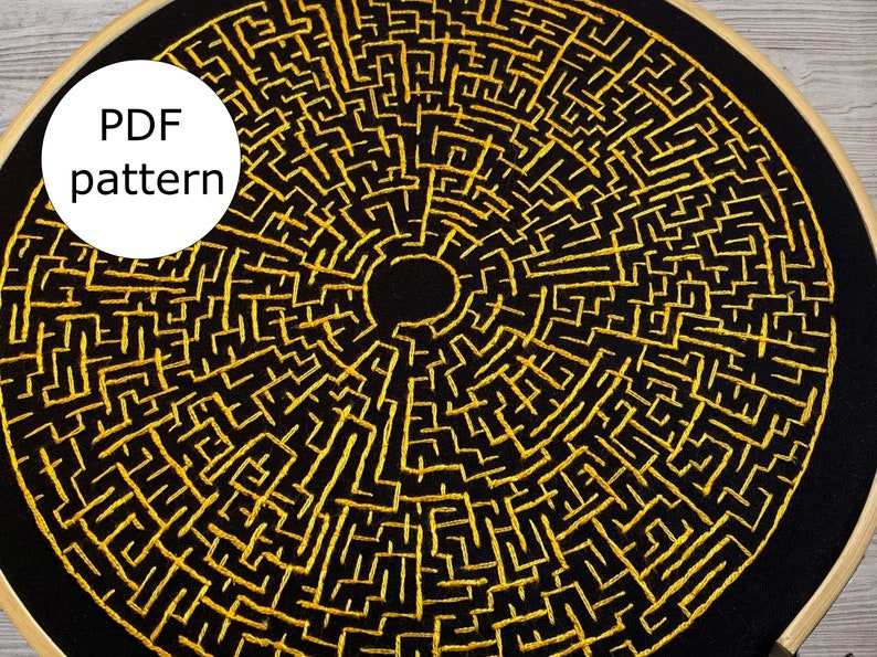 Labyrinth Maze Embroidery Pattern Digital PDF Pattern for - Etsy