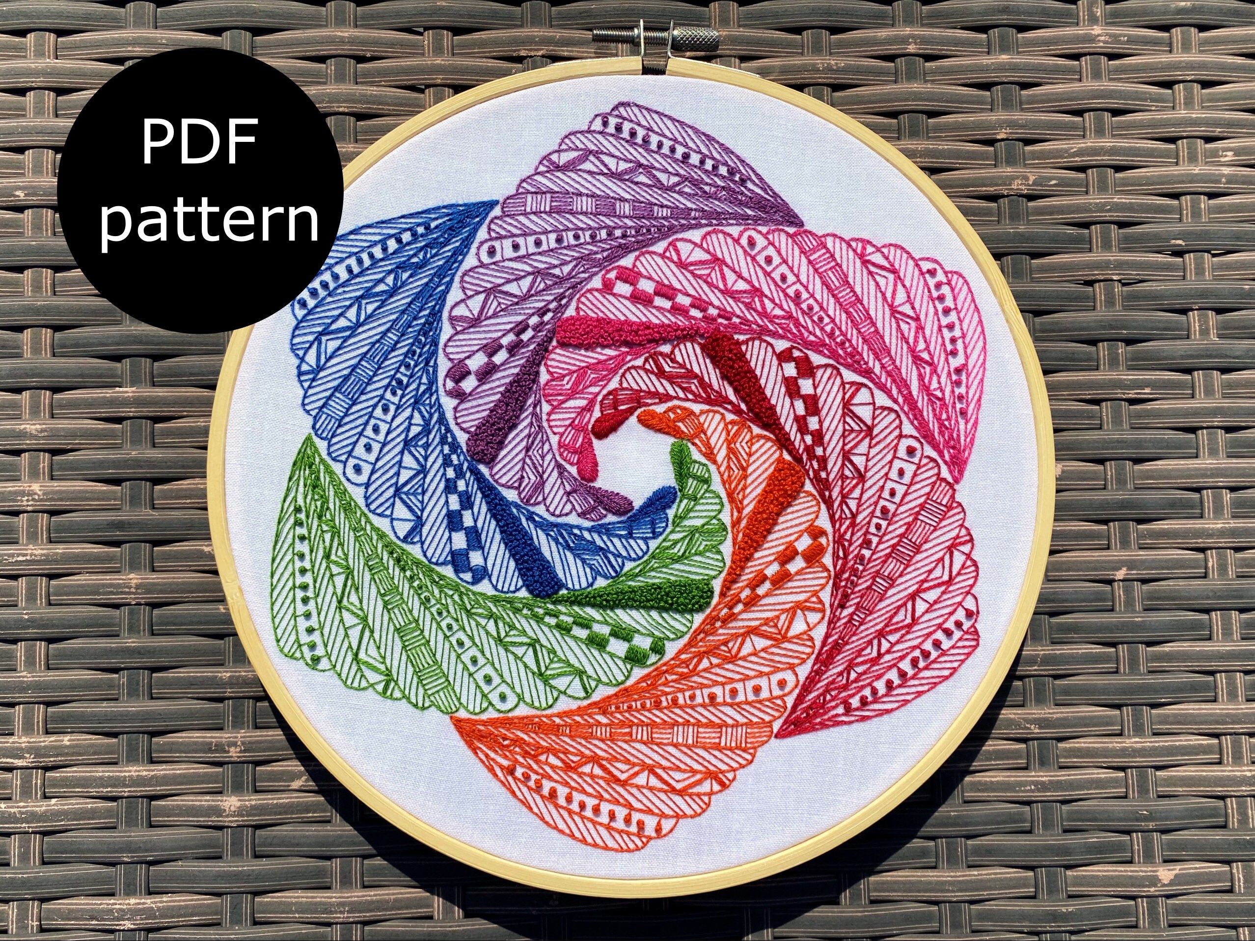 Spiral Doodle With Rainbow Colors Digital PDF Pattern for - Etsy