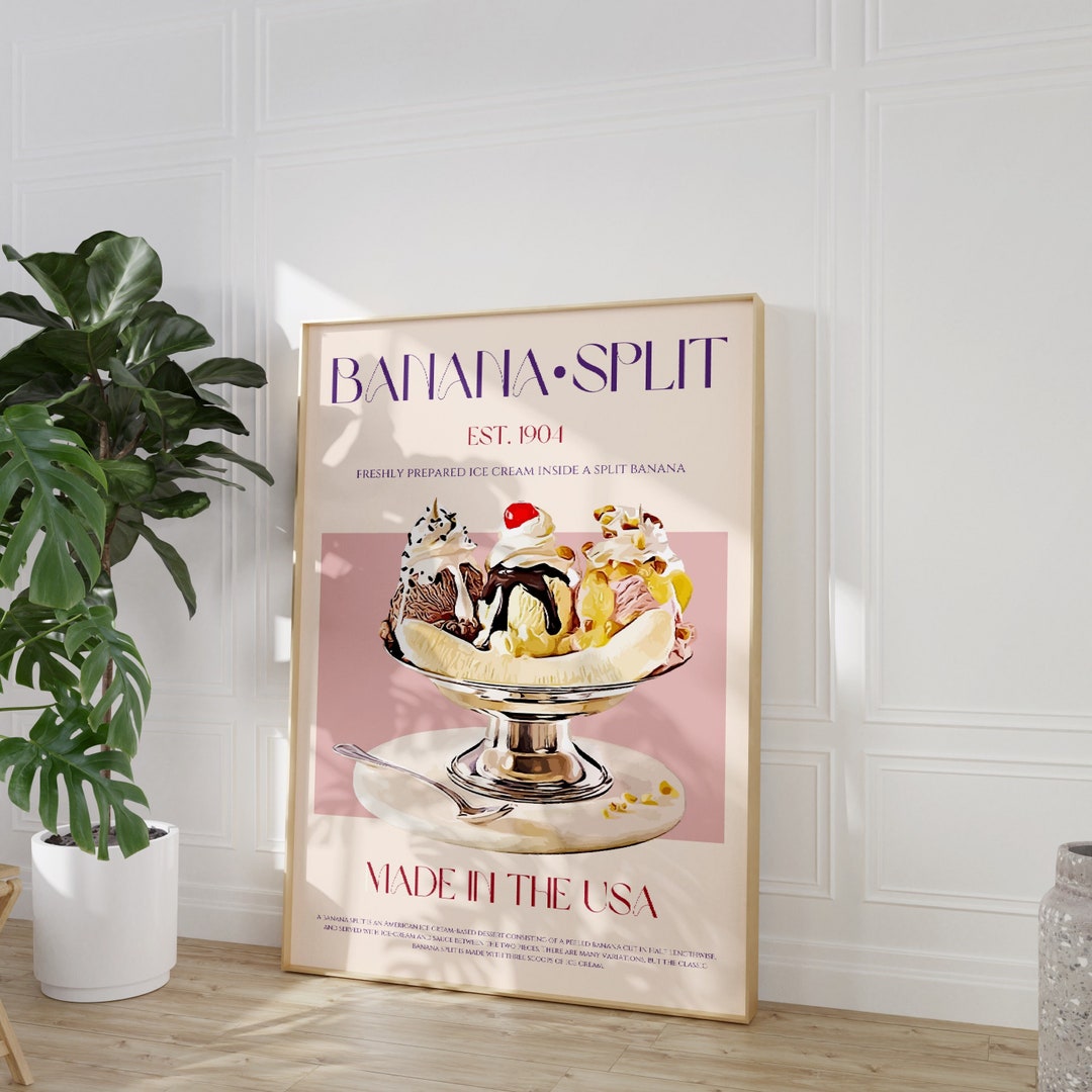 Banana Split Print, DIGITAL DOWNLOAD, Downloadable Print, Mid Century ...