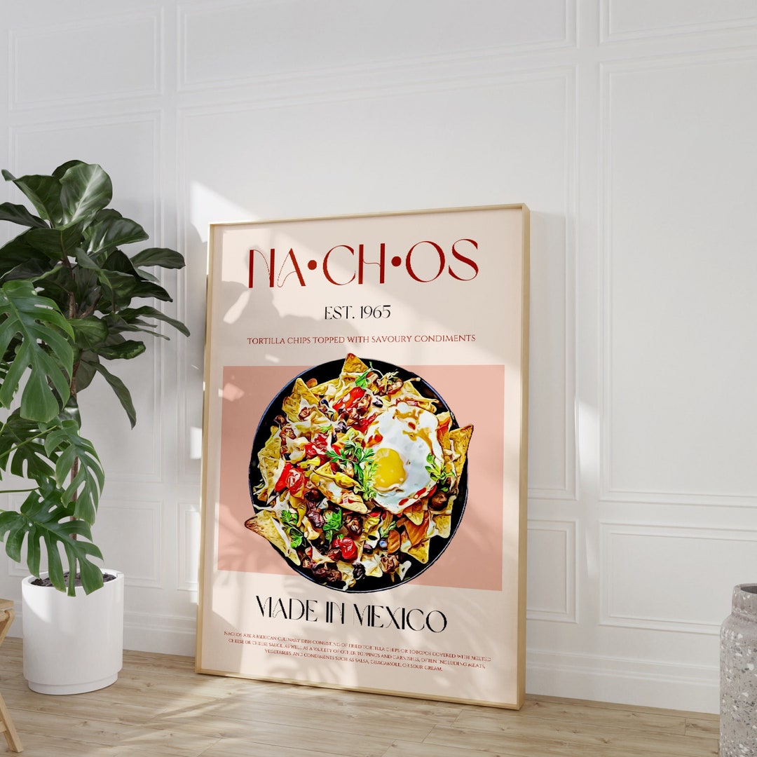 Nachos Poster, DIGITAL DOWNLOAD, Downloadable Print, Retro Wall Art ...