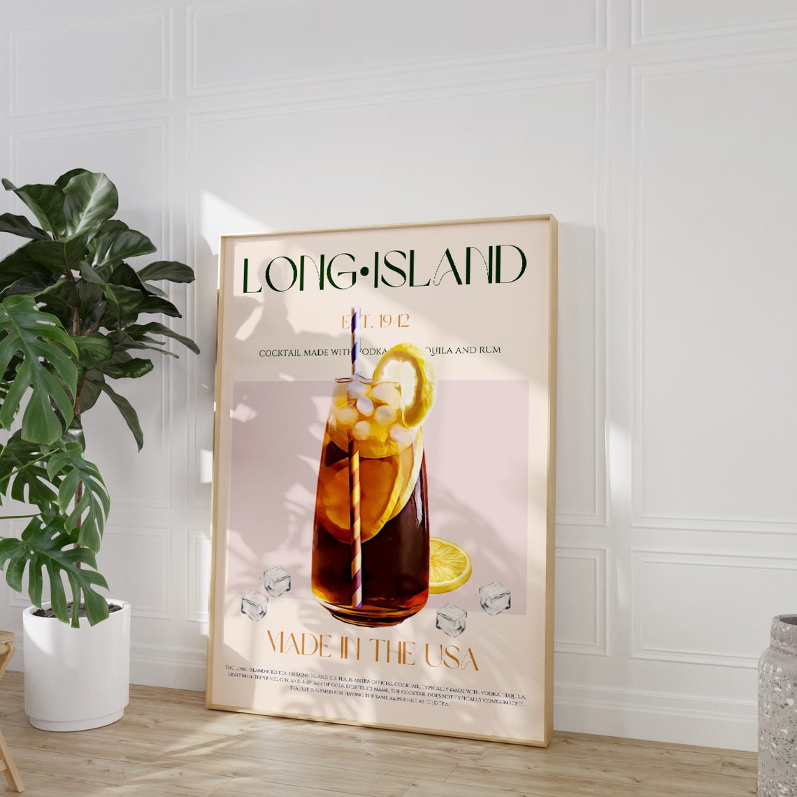 Long Island Cocktail Print, DIGITAL DOWNLOAD, Printable Art, Bar Cart ...