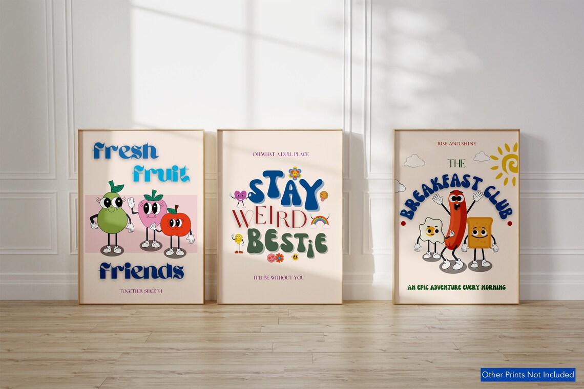 Breakfast Character Retro Print Digital Download - Etsy