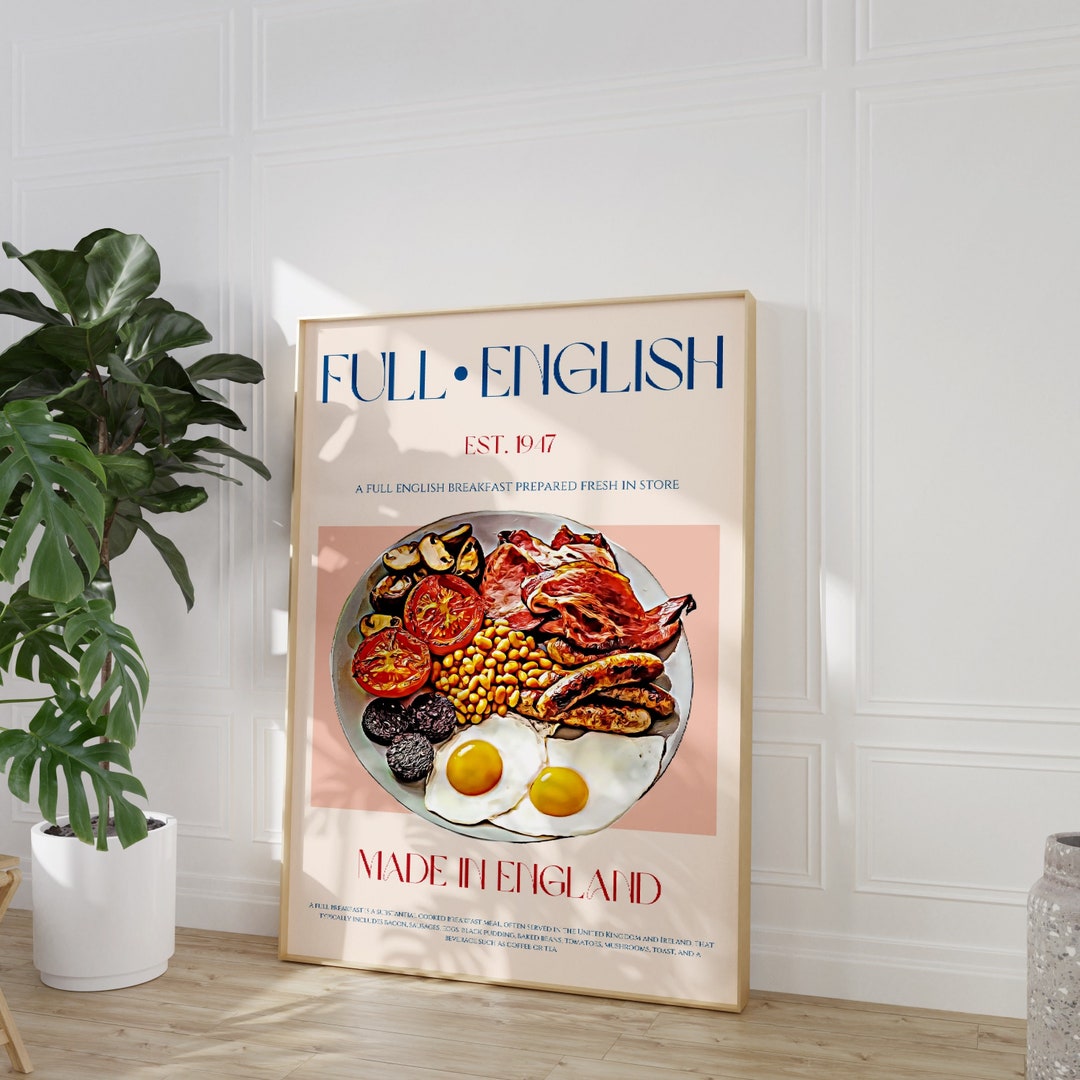 Full English Breakfast Poster, DIGITAL DOWNLOAD, Food Print, Retro Wall ...
