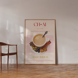 Masala Chai Drink Poster, DIGITAL DOWNLOAD, Mid Century Modern, Large ...