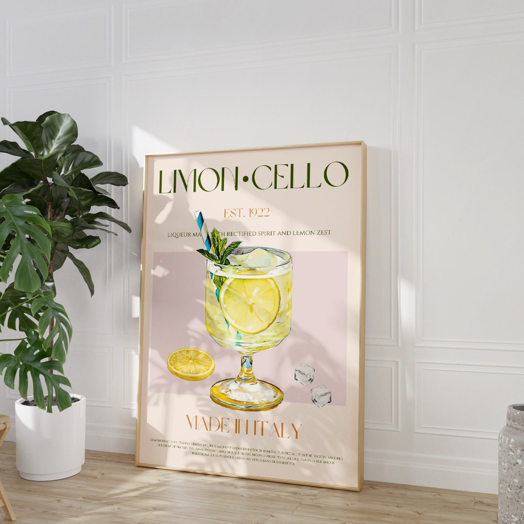 Limoncello Print, DIGITAL DOWNLOAD, Downloadable Print, Bar Cart Print ...