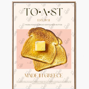 Toast Print, Digital Download, Large Downloadable Print, Mid Century ...