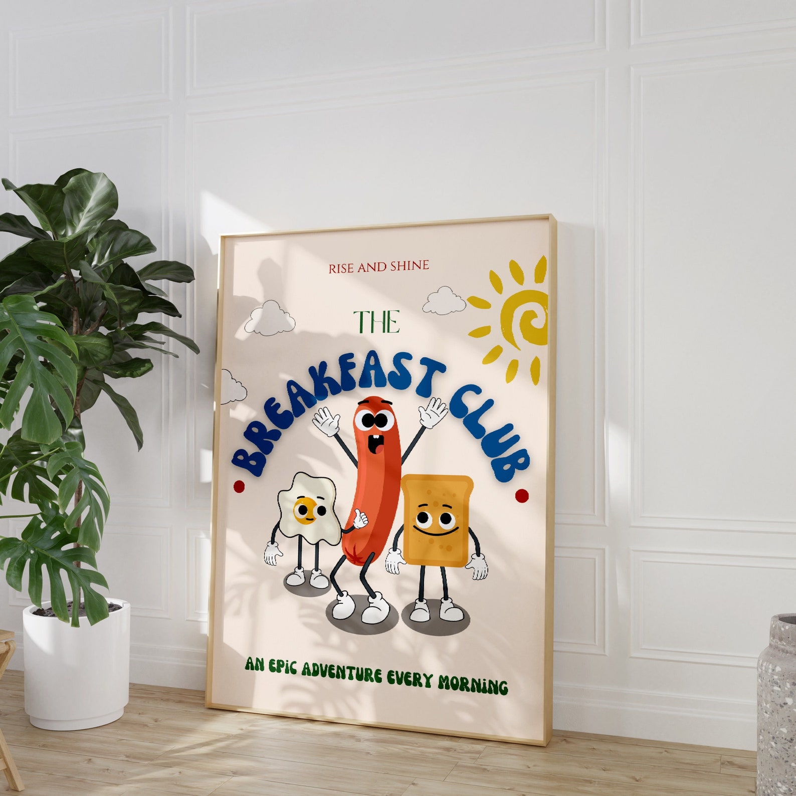 Breakfast Character Retro Print Digital Download - Etsy