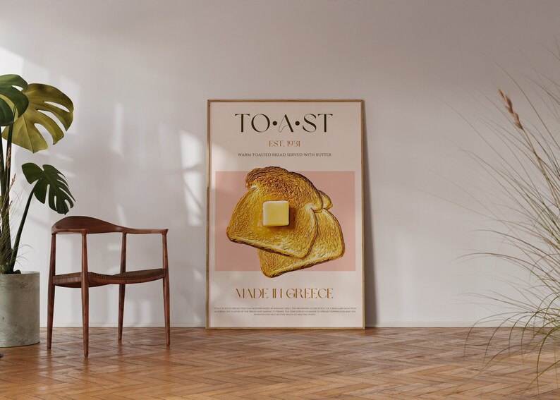 Toast Print, DIGITAL DOWNLOAD, Large Downloadable Print, Mid Century ...