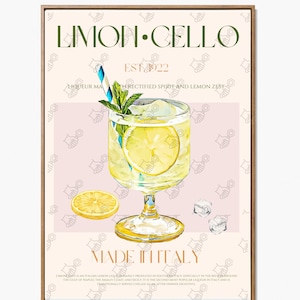 Limoncello Print, DIGITAL DOWNLOAD, Downloadable Print, Bar Cart Print ...