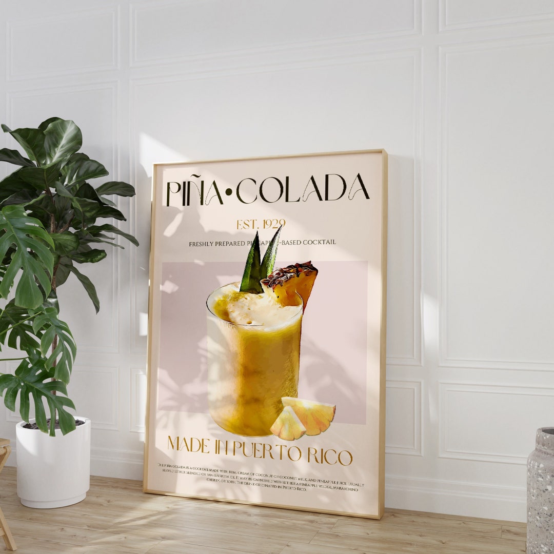 Piña Colada Print, DIGITAL DOWNLOAD, Large Printable Art, Cocktail ...