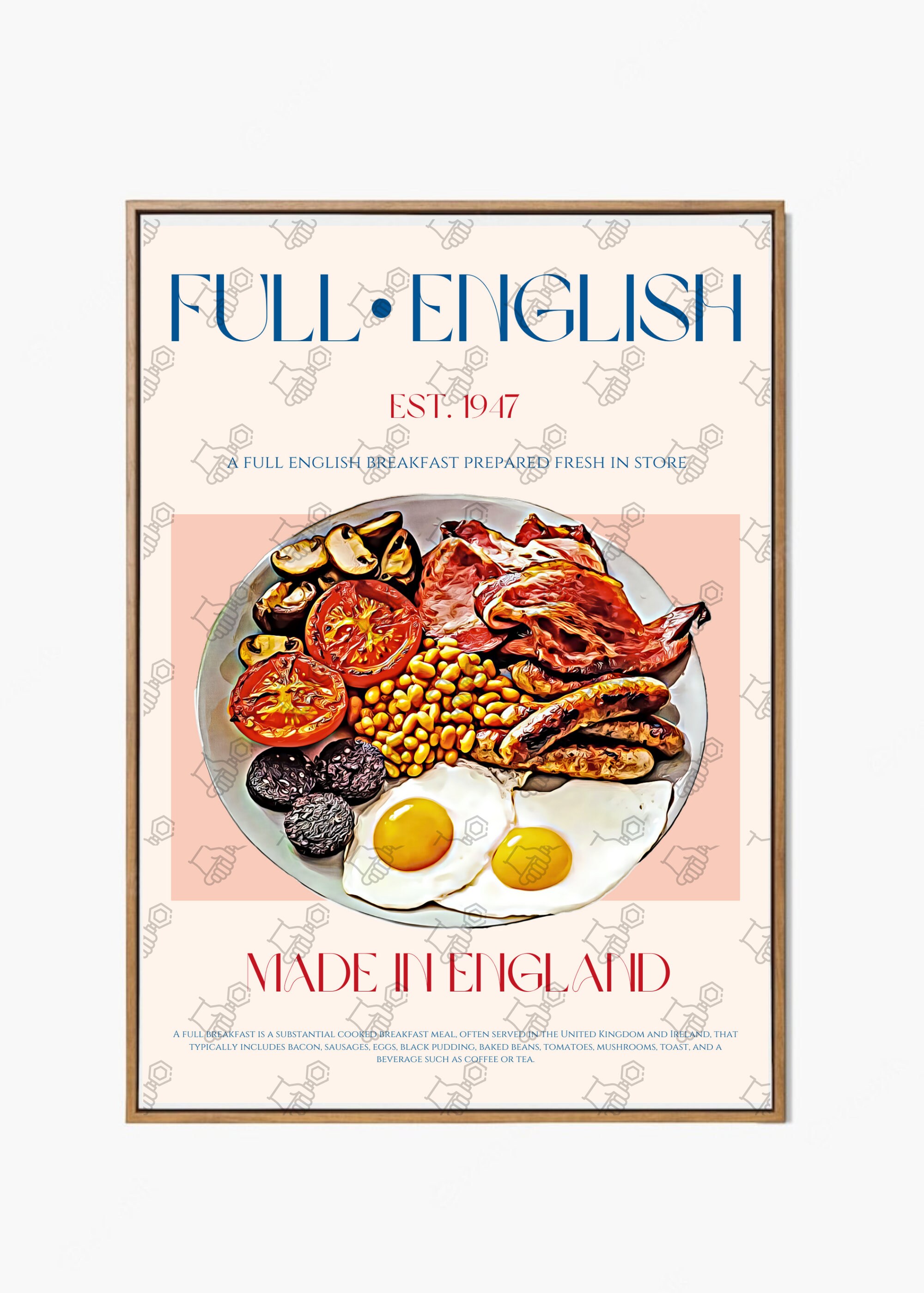 Full English Breakfast Poster, DIGITAL DOWNLOAD, Food Print, Retro Wall ...