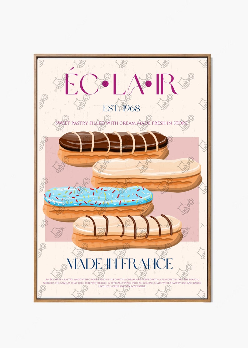 Eclair Food Print French Food Art Digital Download Large - Etsy