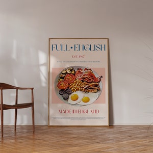 Full English Breakfast Poster, DIGITAL DOWNLOAD, Food Print, Retro Wall ...