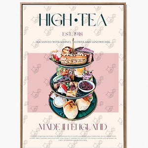 High Tea Print, Digital Download, Large Printable Art, Modern Kitchen ...