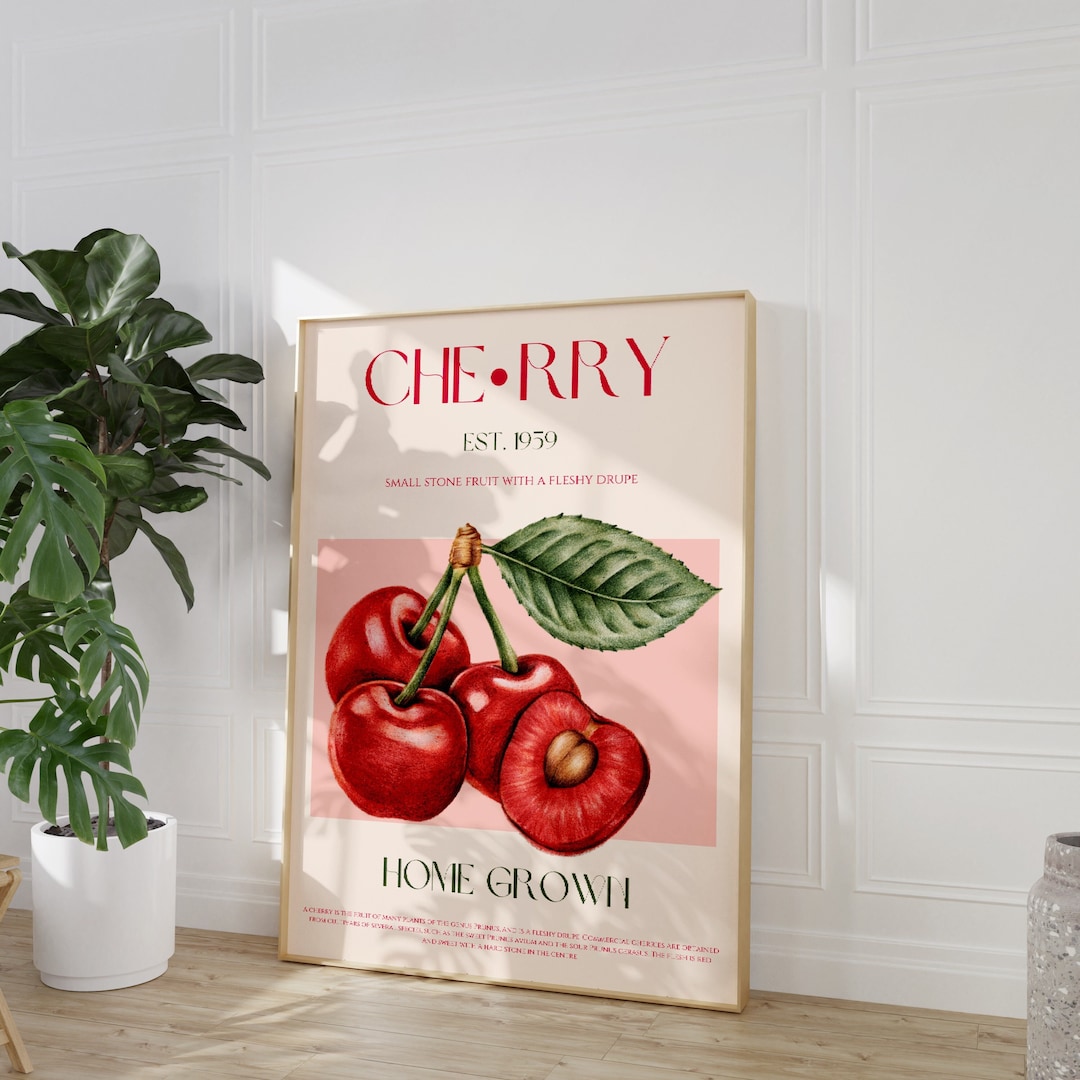 Cherry Print, DIGITAL DOWNLOAD, Large Downloadable Print, Cherry Wall ...