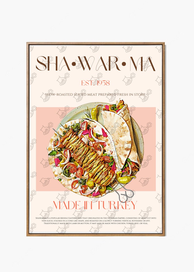 Shawarma Print, DIGITAL DOWNLOAD, Large Printable Art, Modern Kitchen ...