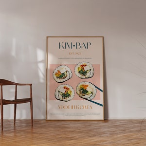 Kimbap Print, DIGITAL DOWNLOAD, Printable Art, Korean Wall Art, Mid ...