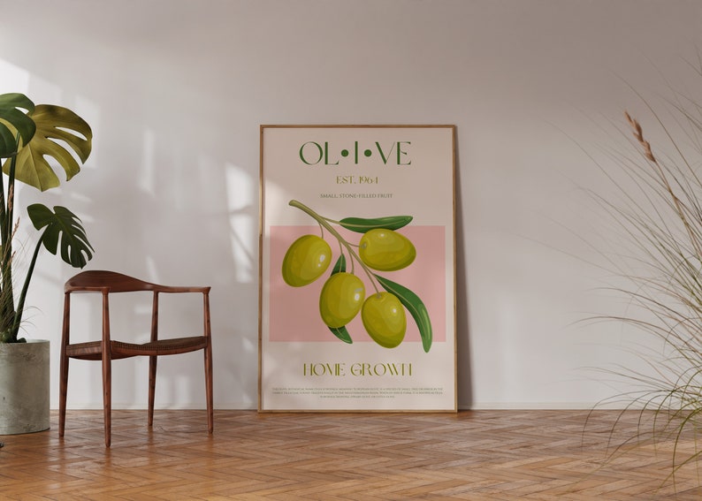 Olive Print, DIGITAL DOWNLOAD, Downloadable Print, Retro Wall Art ...