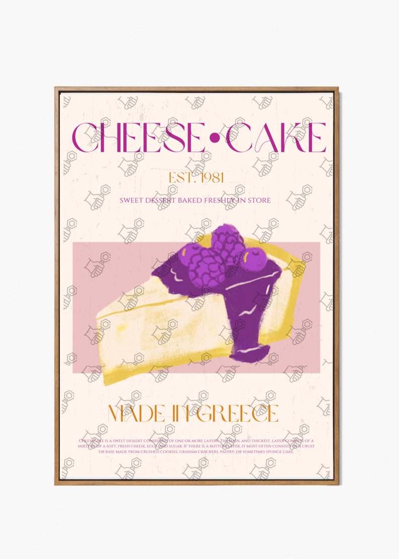 Cheesecake Print Mid Century Print Food Wall Art Digital - Etsy