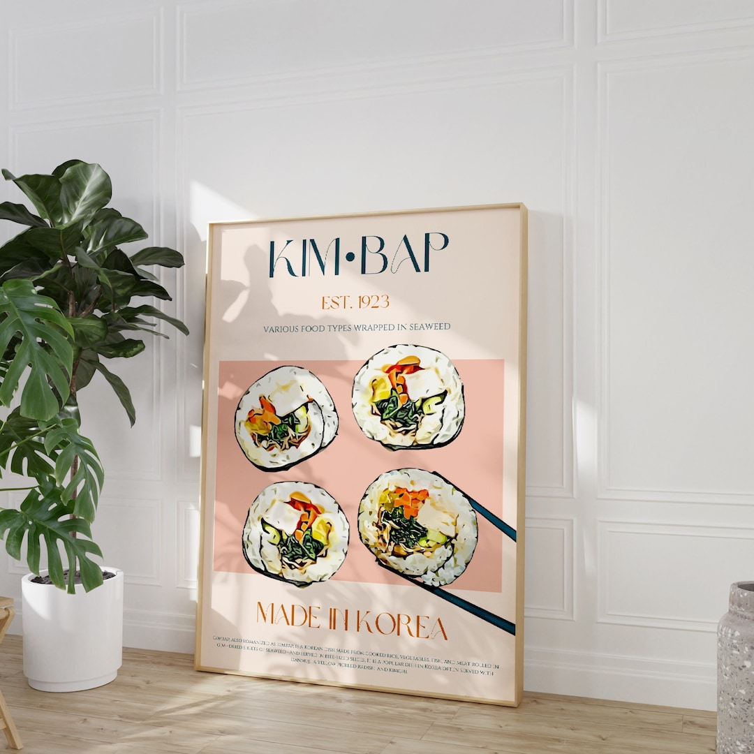 Kimbap Print, Digital Download, Printable Art, Korean Wall Art, Mid ...